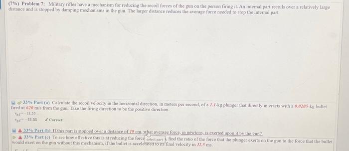 Solved (7%) Problem 7: Military rifles have a mechanism for | Chegg.com