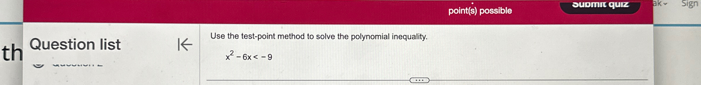 Solved Use the test-point method to solve the polynomial | Chegg.com