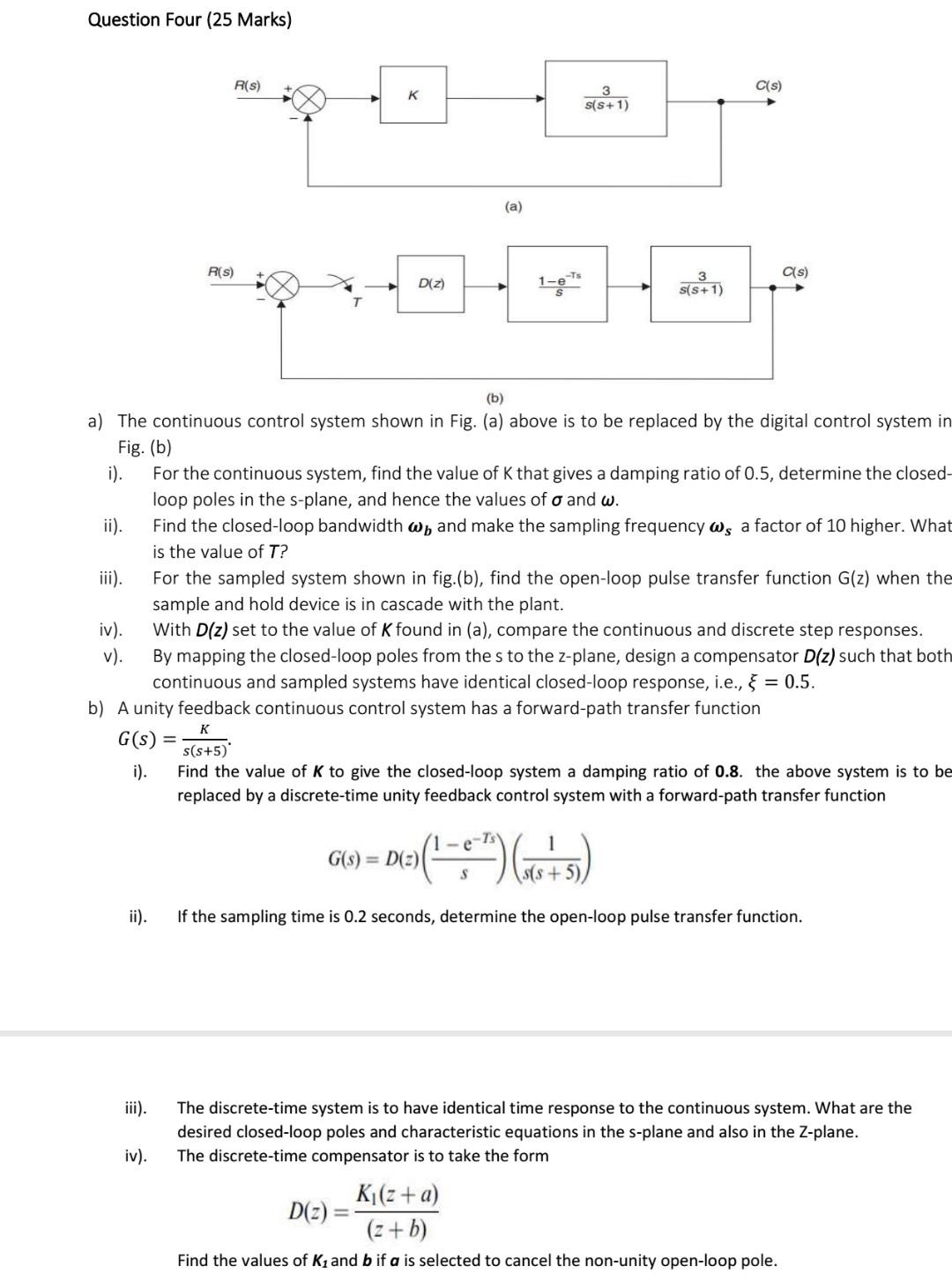 Question Four (25 Marks) (a) (b) a) The continuous | Chegg.com