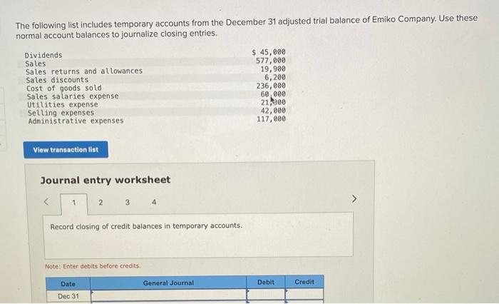 Solved The following list includes temporary accounts from | Chegg.com