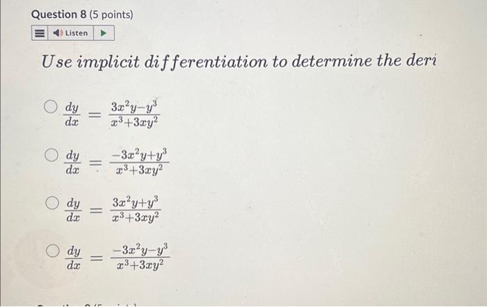 Question 8 (5 points) Listen Use implicit | Chegg.com