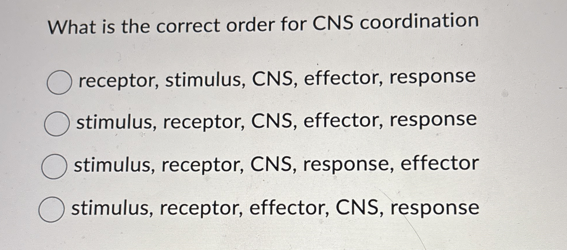 Solved What is the correct order for CNS | Chegg.com