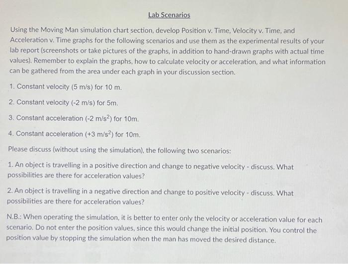 Solved Lab Scenarios Using the Moving Man simulation chart | Chegg.com