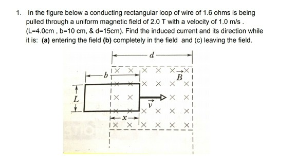 Solved 1. In the figure below a conducting rectangular loop | Chegg.com