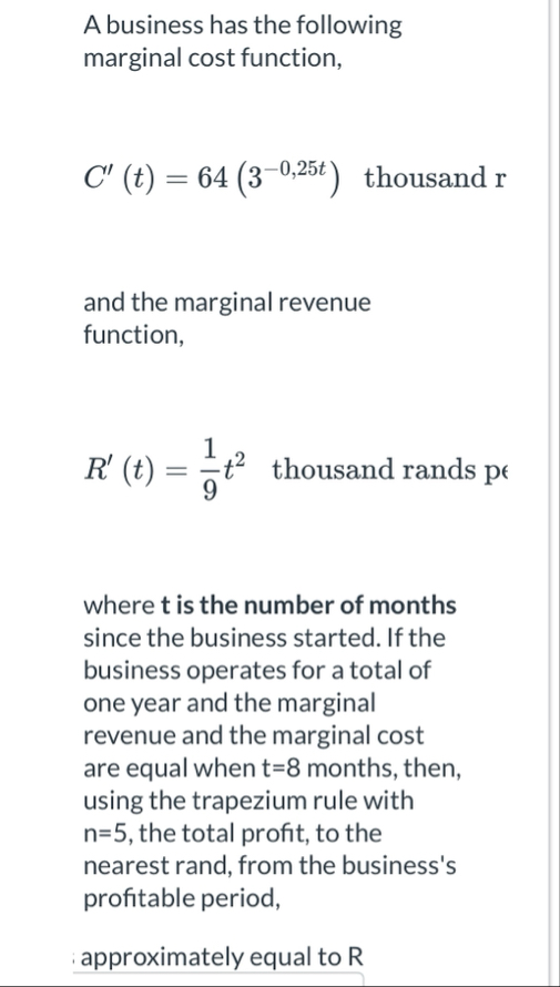 Solved A business has the following marginal cost function, | Chegg.com