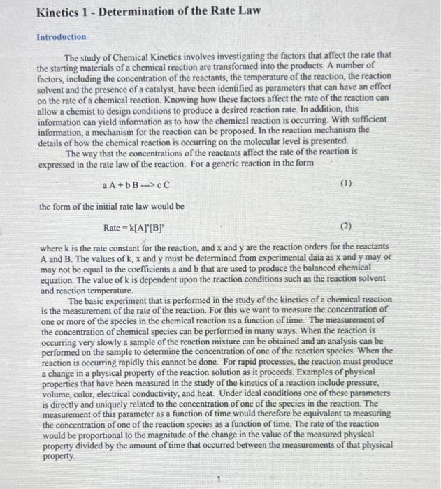 The general form of the rate law for the reaction | Chegg.com