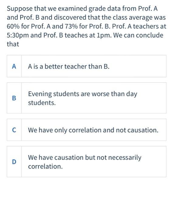 Solved Suppose that we examined grade data from Prof. A and | Chegg.com
