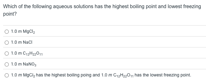 Solved Which of the following aqueous solutions has the | Chegg.com