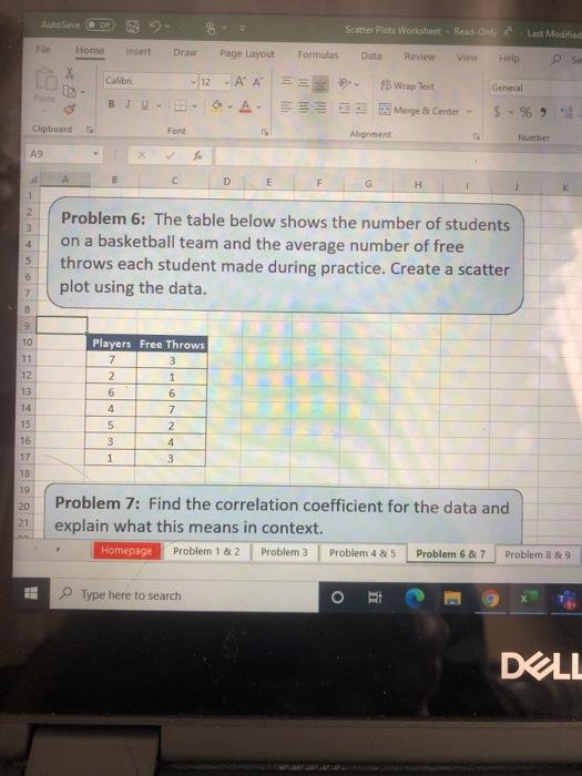 Solved AutoSave Scattes Plots Wolat - Read Only Last Modited | Chegg.com