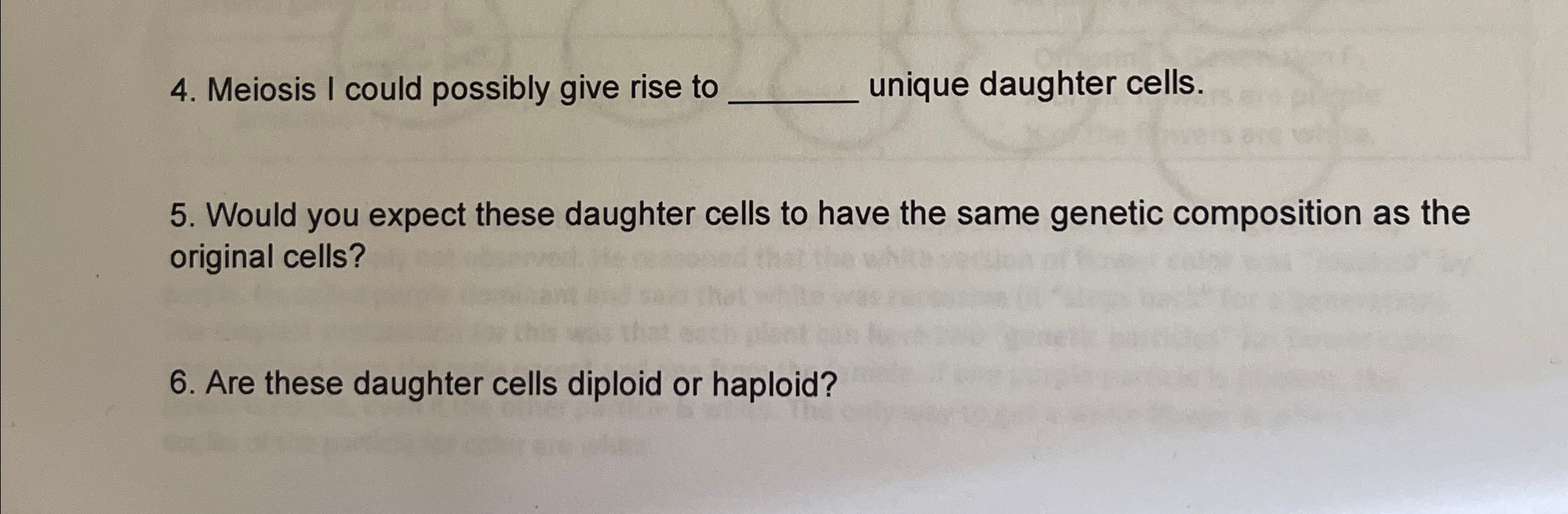 Solved Meiosis I could possibly give rise to ﻿unique | Chegg.com