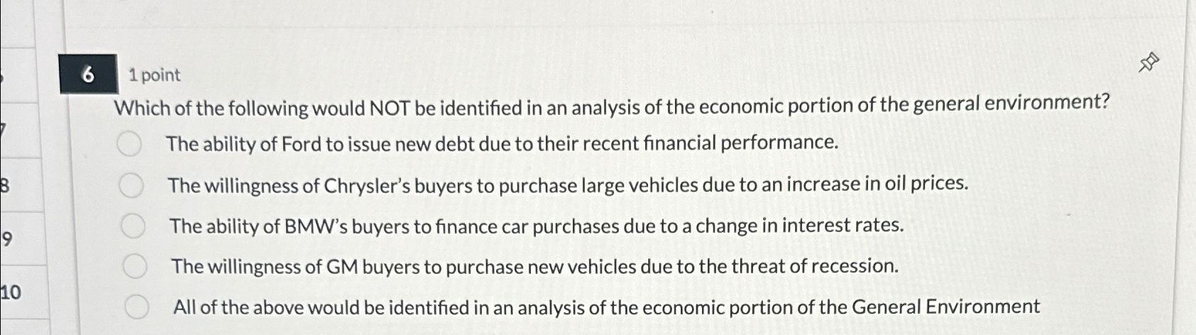 Solved 61 ﻿pointWhich of the following would NOT be | Chegg.com