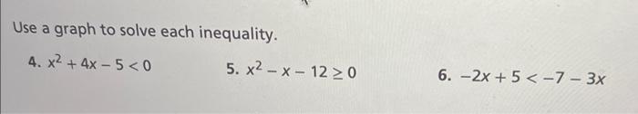 Solved Use a graph to solve each inequality. 4. x2+4x−5