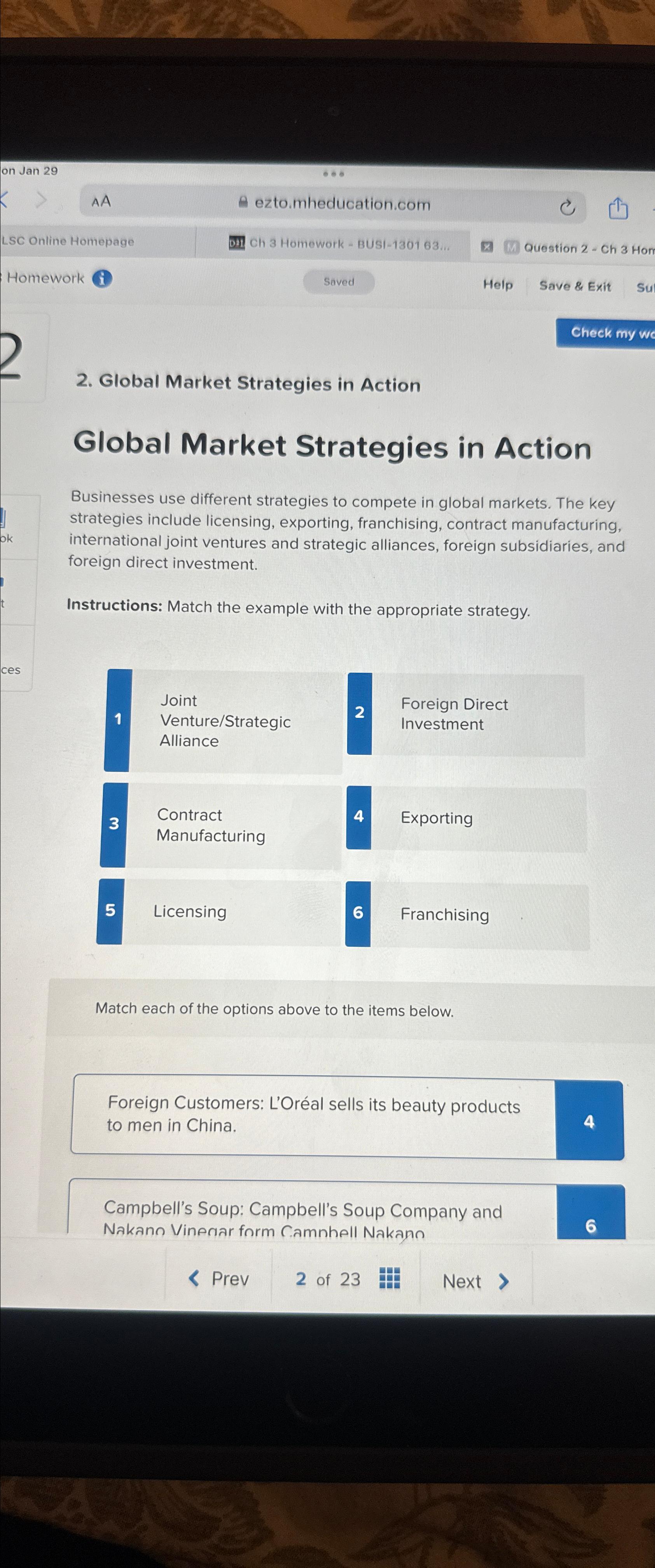 Solved Check my we2. ﻿Global Market Strategies in | Chegg.com