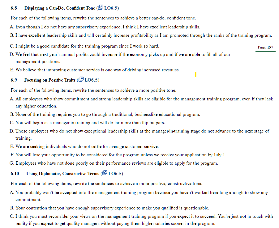Solved 6.8 ﻿Displaying a Can-Do, ﻿Confident Tone | Chegg.com