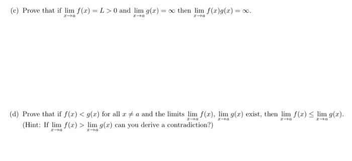 Solved (a) Prove that if limx→af(x)=L and limx→ag(x)=M then | Chegg.com