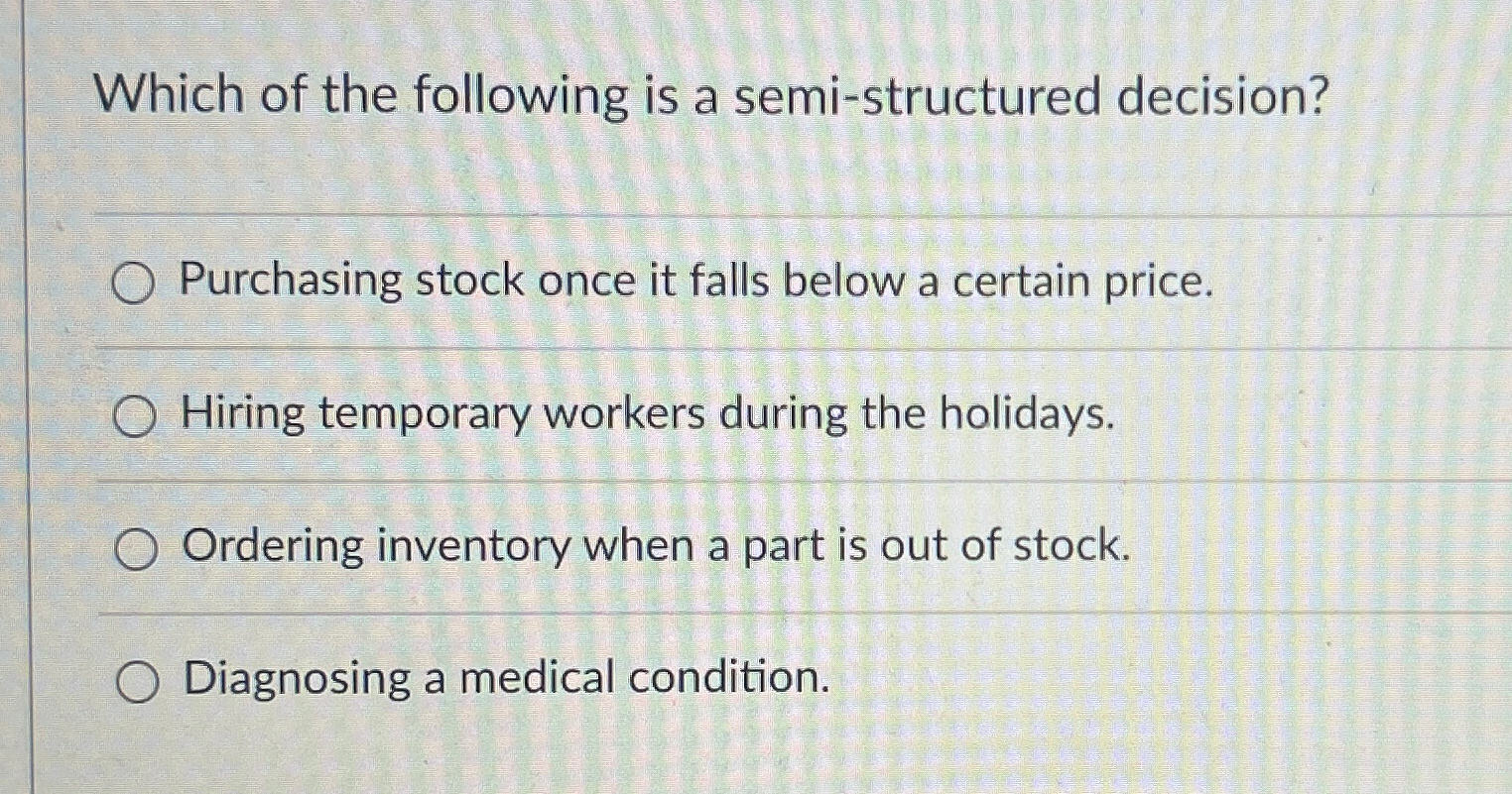 Solved Which of the following is a semi-structured | Chegg.com