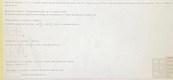 Solved Solve the equation x^6=1. In other words, we are | Chegg.com
