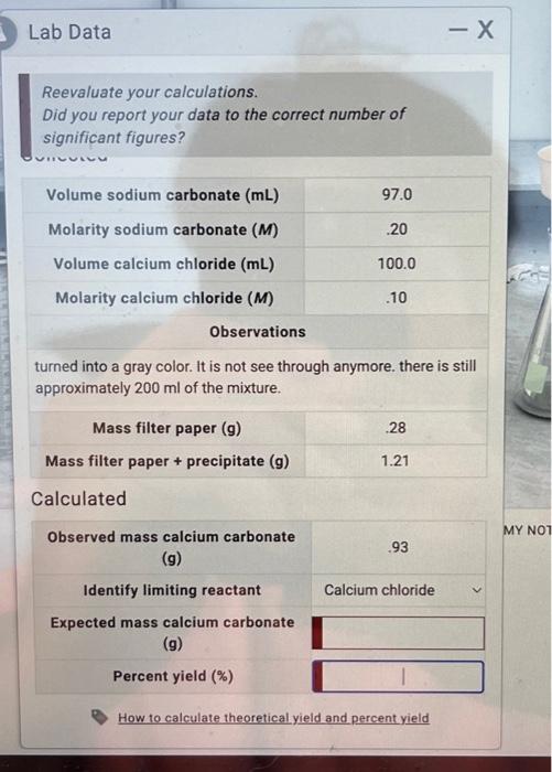 Solved Lab Data Reevaluate your calculations. Did you report | Chegg.com