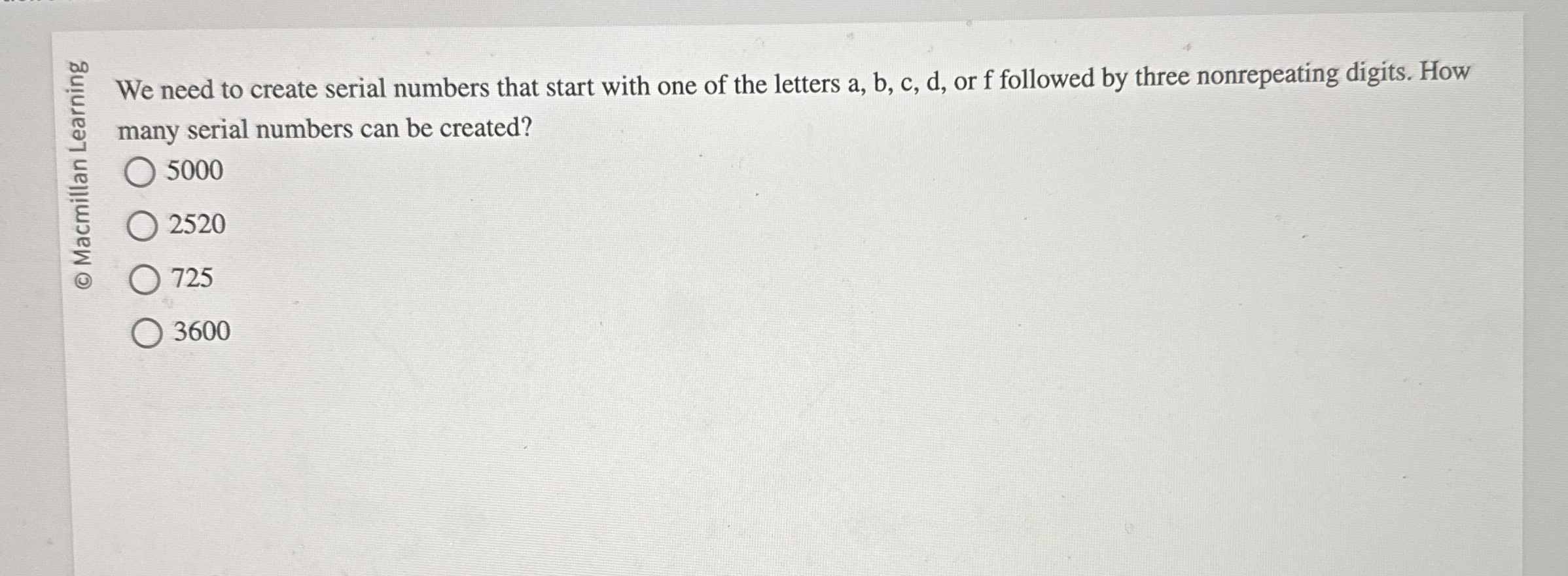 Solved We need to create serial numbers that start with one | Chegg.com