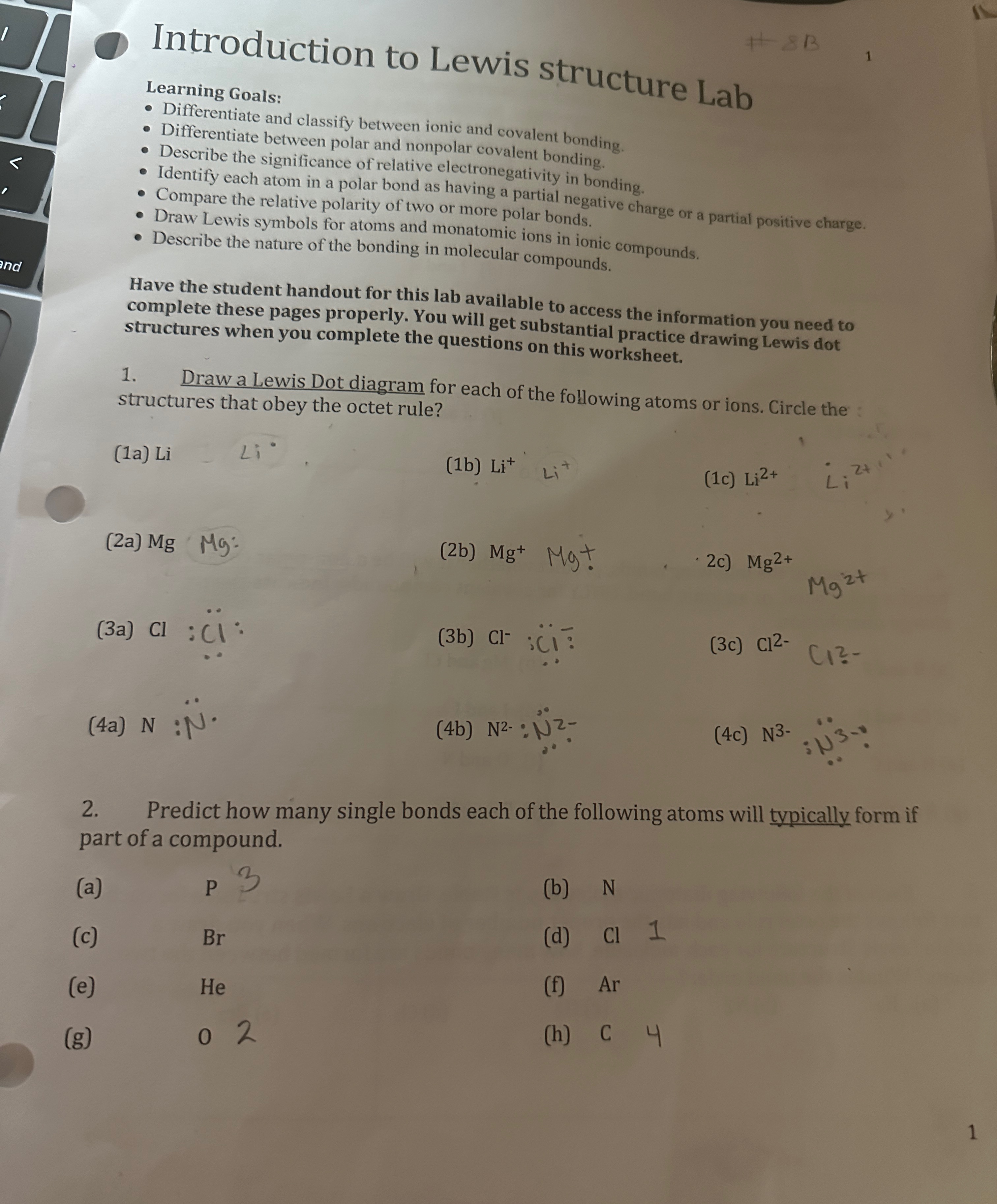 Introduction to Lewis structure LabLearning | Chegg.com