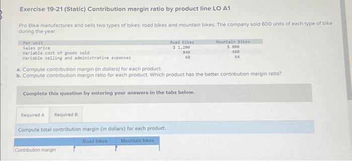 Solved Exercise 19−21 (Static) Contribution margin ratio by | Chegg.com