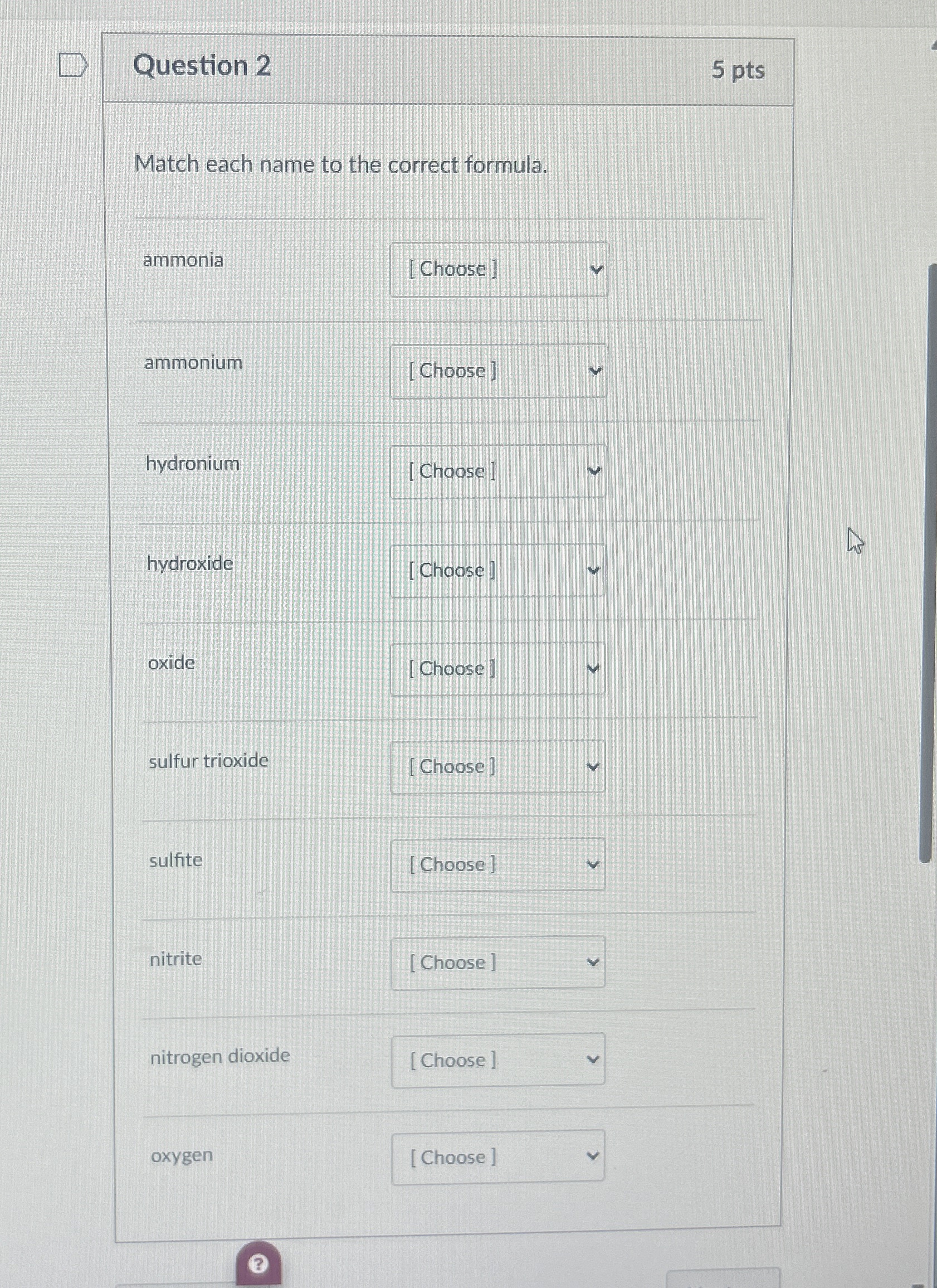 Solved Question 2Match each name to the correct | Chegg.com