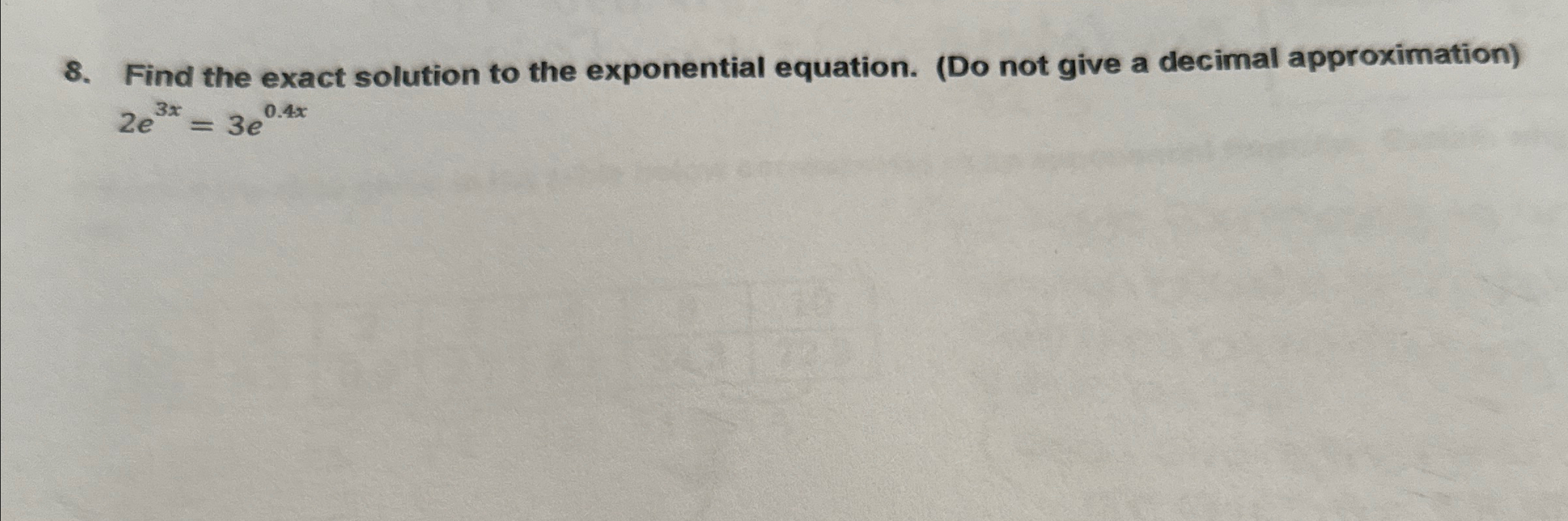 Solved Find the exact solution to the exponential equation. | Chegg.com