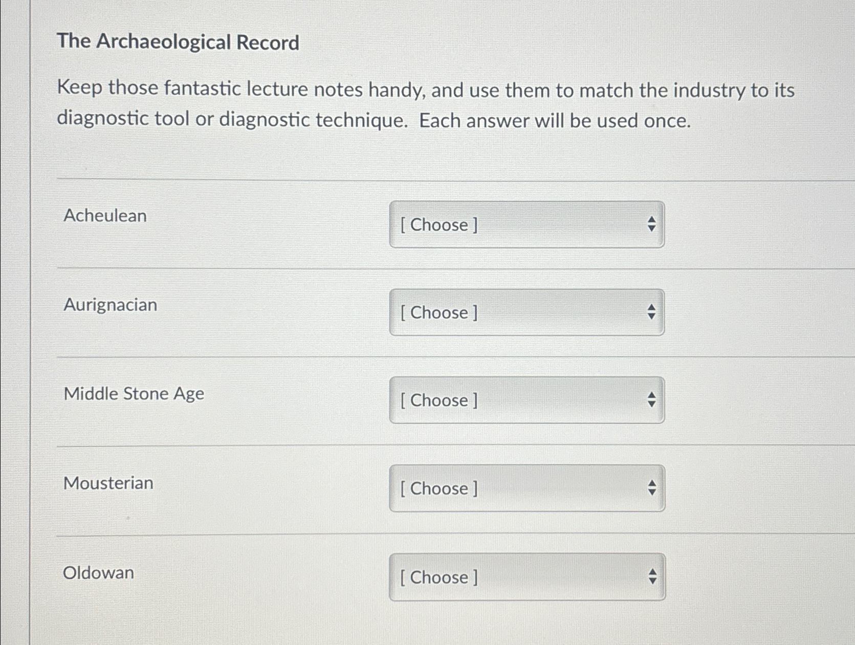 Solved The Archaeological RecordKeep those fantastic lecture | Chegg.com