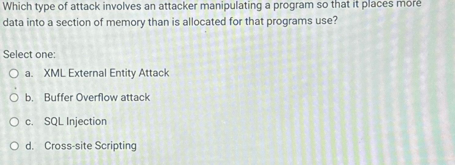 Solved Which type of attack involves an attacker | Chegg.com