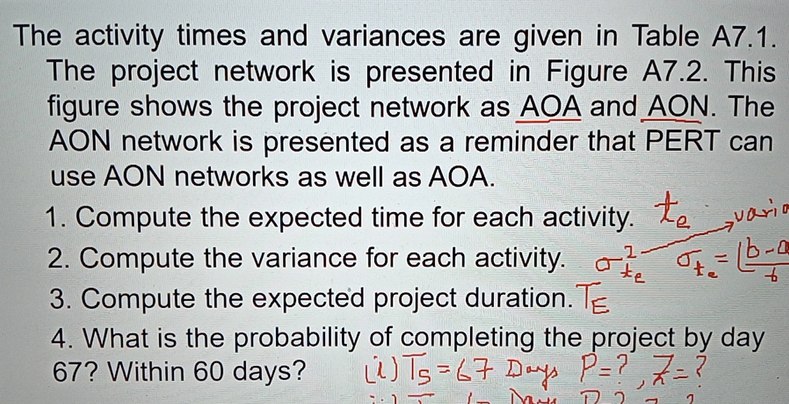 The activity times and variances are given in Table | Chegg.com
