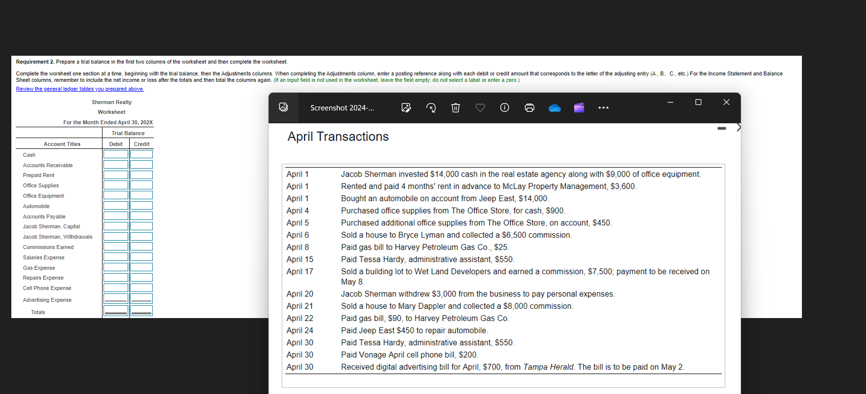 2. ﻿Prepare a trial balance in the first two columns | Chegg.com