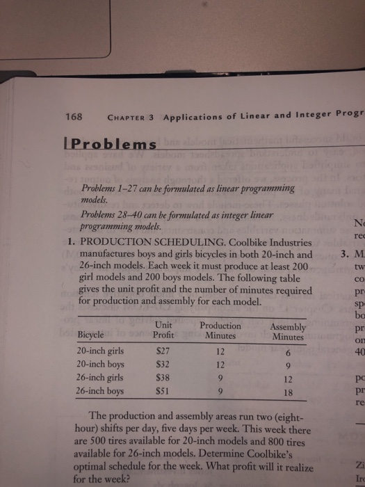 168 CHAPTER 3 Applications of Linear and Integer | Chegg.com