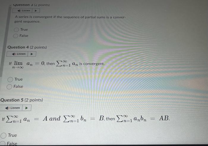 Solved A series is convergent if the sequence of partial | Chegg.com