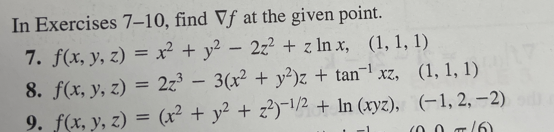 Solved In Exercises 7-10, ﻿find gradf at the given | Chegg.com