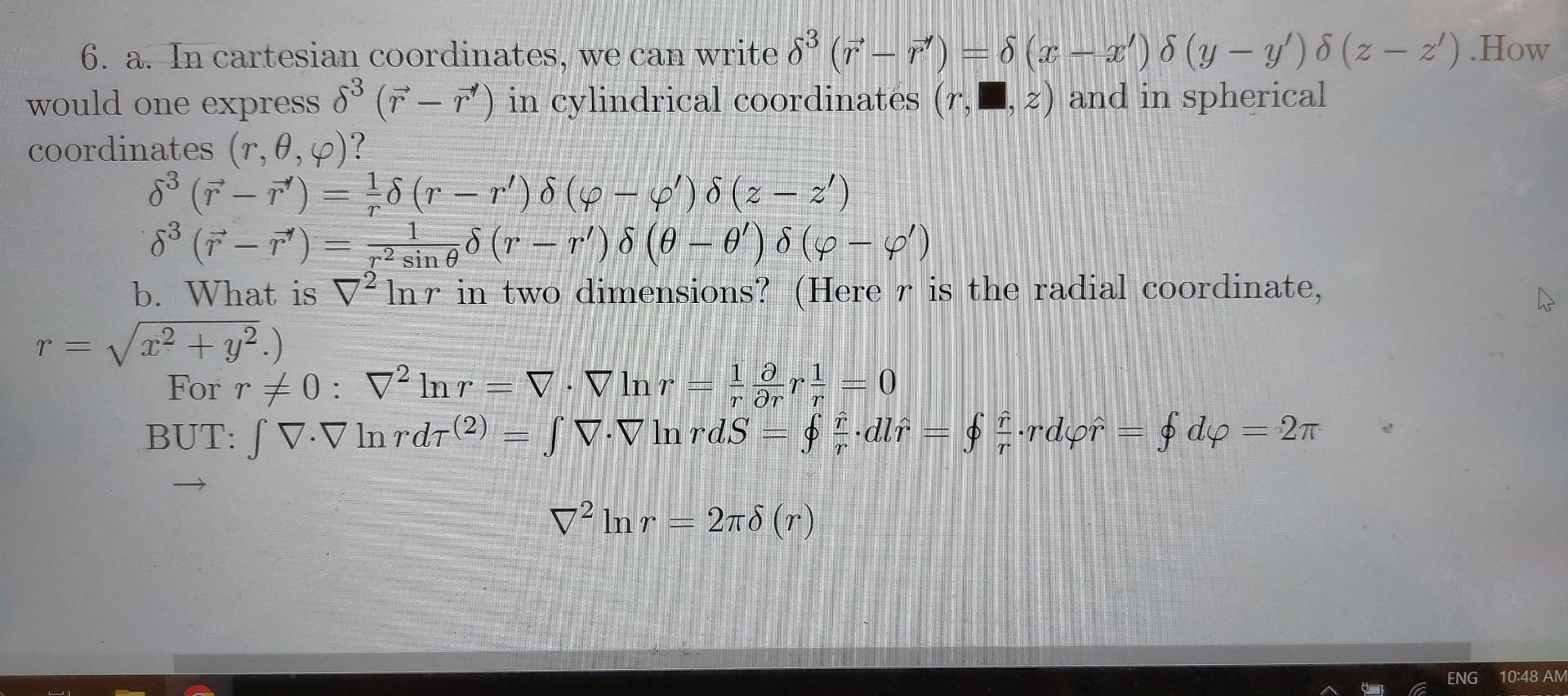 6. a. In cartesian coordinates, we can write | Chegg.com