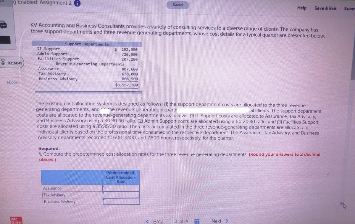 Solved g Enabled: Assignment 2 i Saved Help Save & Exit KV | Chegg.com