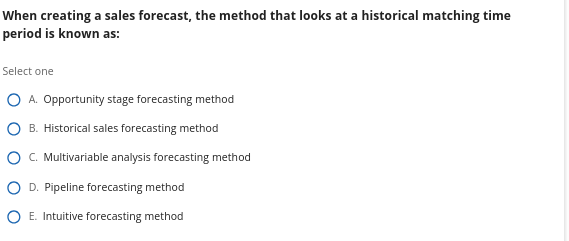 Solved Sales forecasting is important for all of the | Chegg.com
