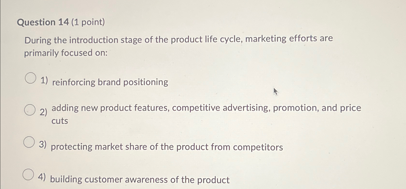 Solved Question 14 (1 ﻿point)During the introduction stage | Chegg.com