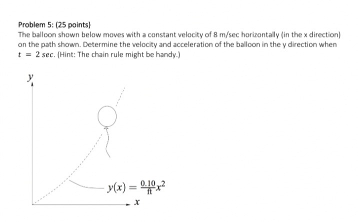 Solved Problem 5: (25 points) The balloon shown below moves | Chegg.com