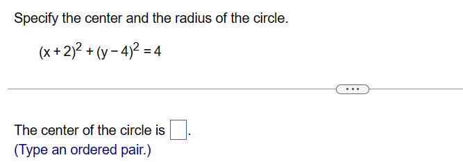 Solved Specify the center and the radius of the | Chegg.com Solved Specify the center and the radius of the | Chegg.com