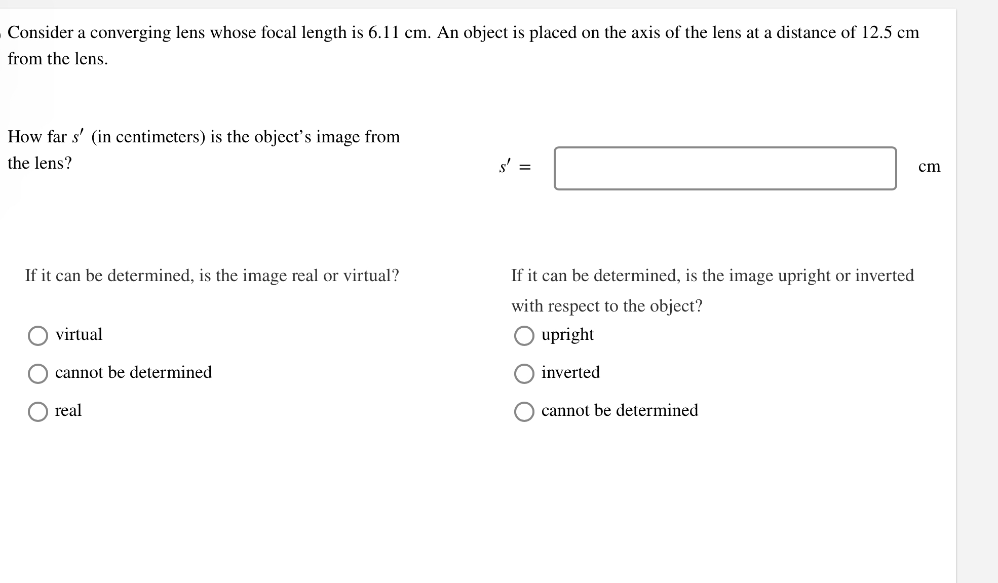 Solved Consider a converging lens whose focal length is | Chegg.com