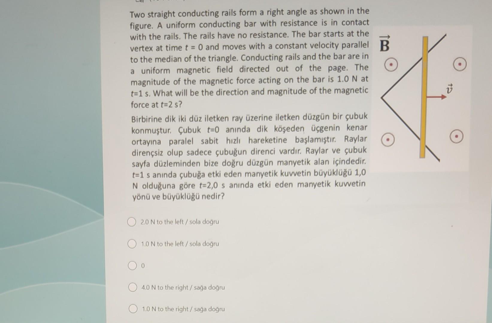 Solved Two straight conducting rails form a right angle as | Chegg.com