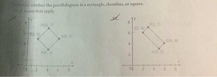 Solved Defermine whether the parallelogram is a rectangle, | Chegg.com