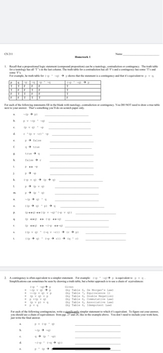 Solved CS21 Nne Recall tht a ppositinal lgic stateomp | Chegg.com