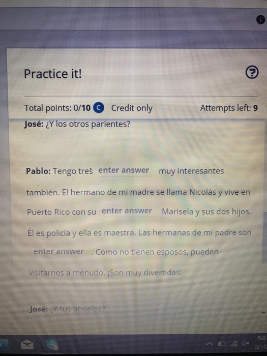 Practice it! Total points: 0/10 Credit only nuera | | Chegg.com
