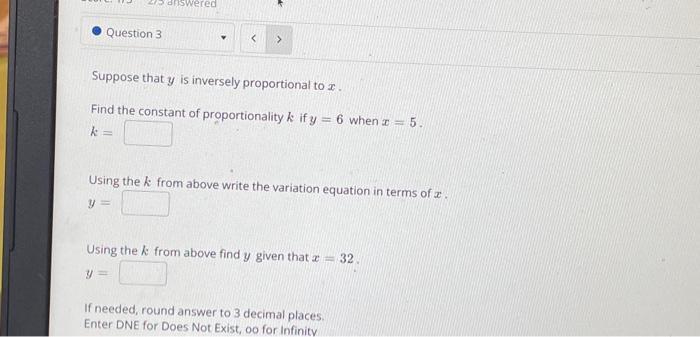 Solved Suppose that y is inversely proportional to x. Find | Chegg.com