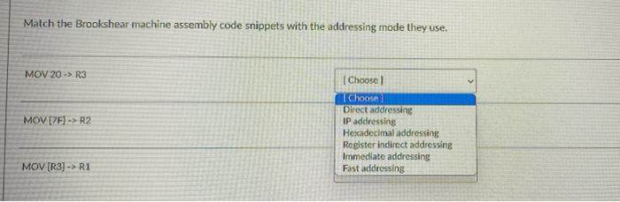 Solved Match the Brookshear machine assembly code snippets | Chegg.com