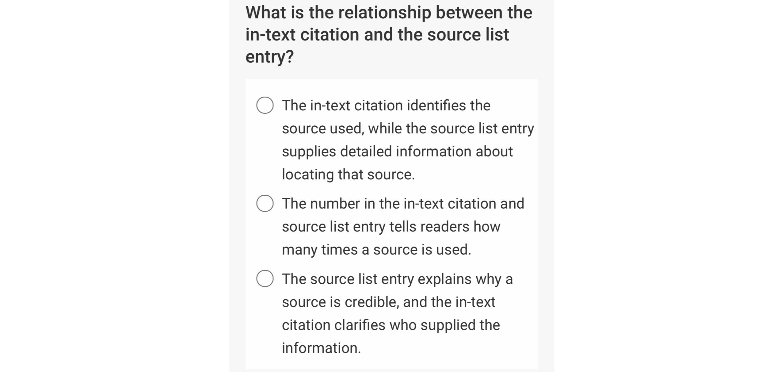 Solved What is the relationship between the in-text citation | Chegg.com