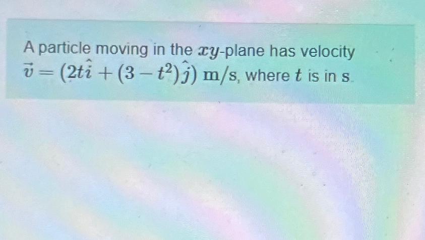 Solved A particle moving in the xy-plane has velocity | Chegg.com
