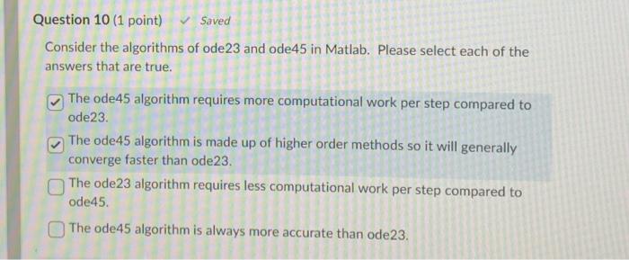 Solved Consider the algorithms of ode 23 and ode 45 in | Chegg.com Solved Consider the algorithms of ode 23 and ode 45 in | Chegg.com